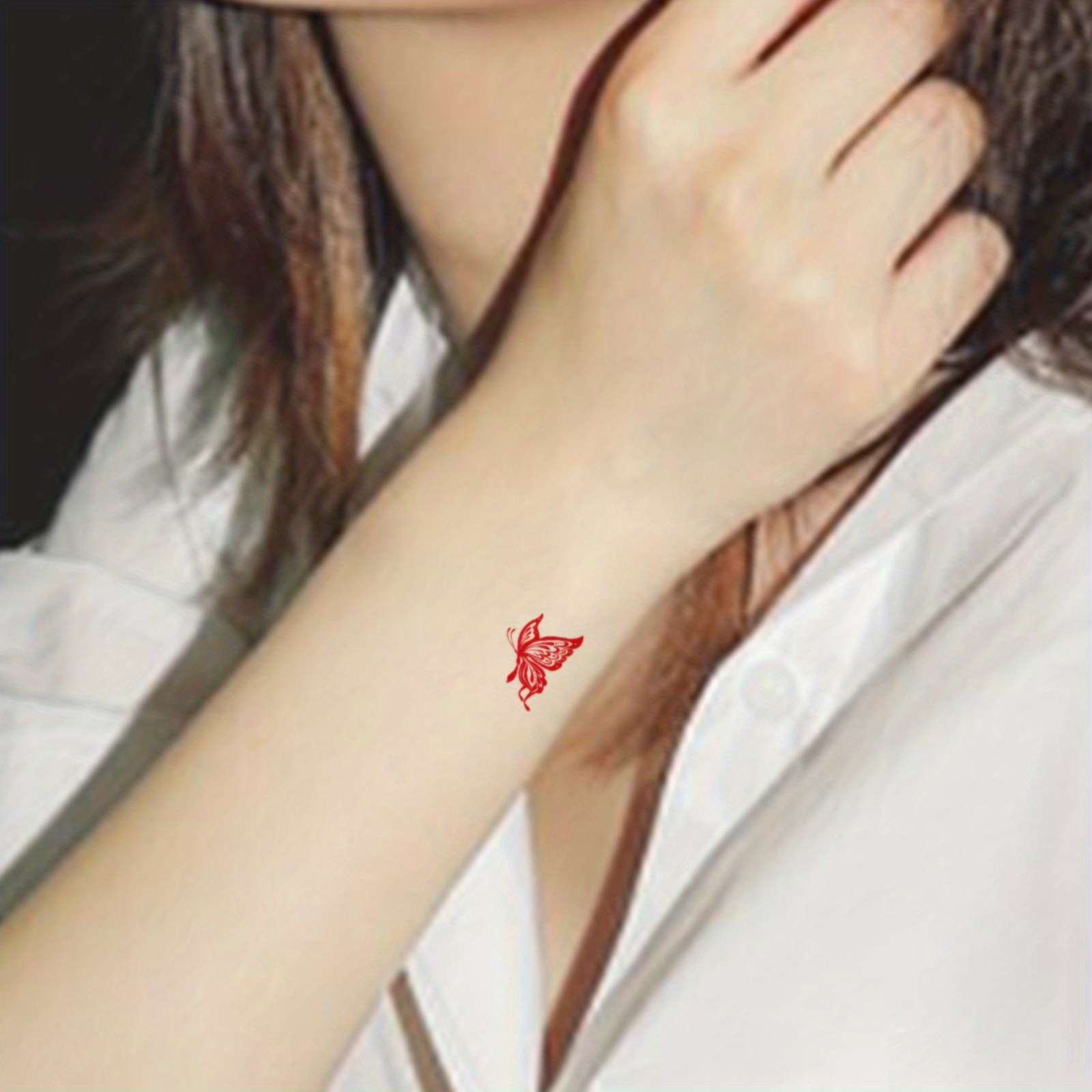 Luxury Red Butterfly Floral Temporary Tattoo Fragrance free - Temu ...