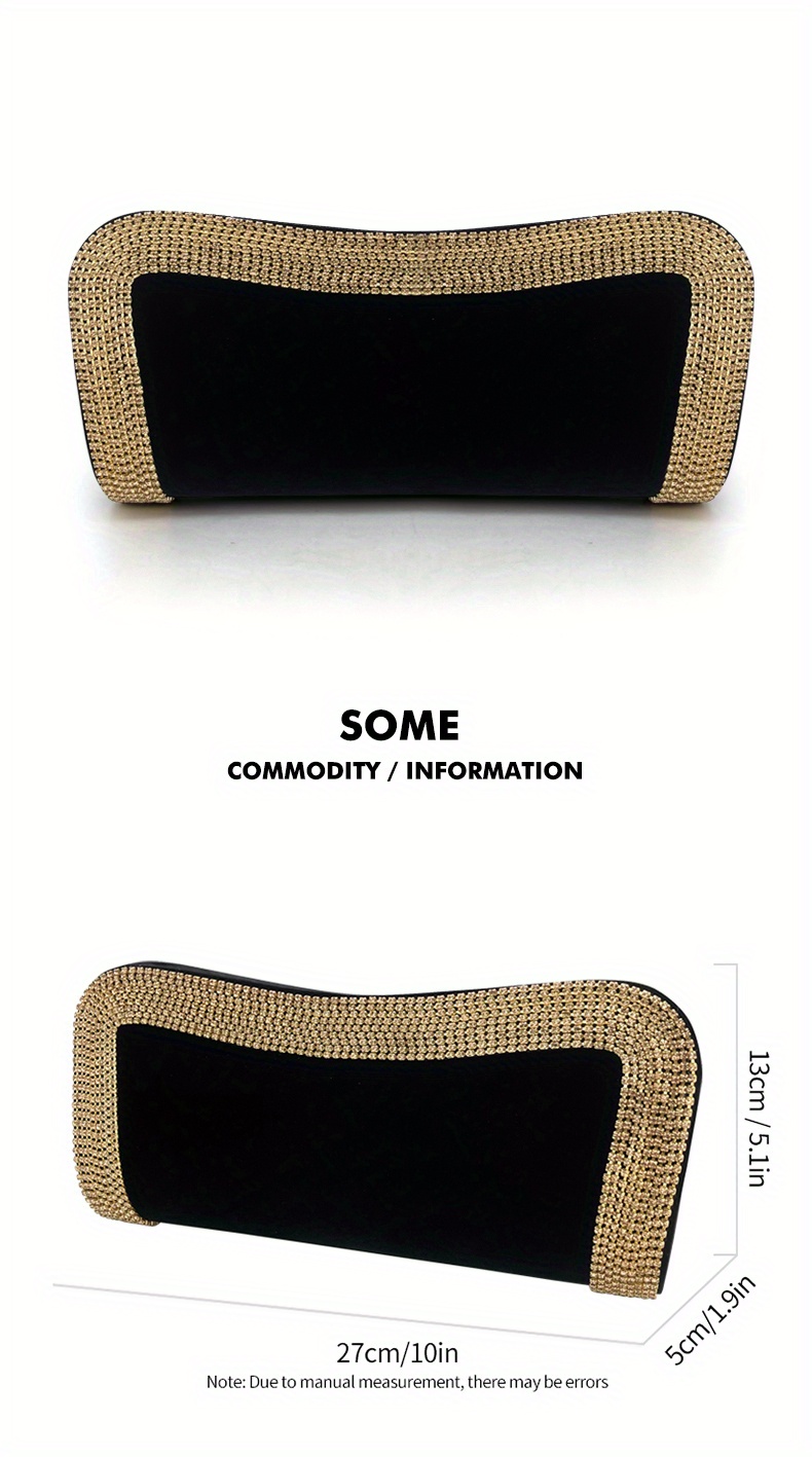 Rhinestone Decor Portable Clutch Bag Metal Chain Shiny - Temu New Zealand