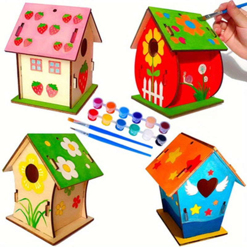 Bird House Crafts Buildable Diy Birdhouse Kit Craft Projects - Temu ...