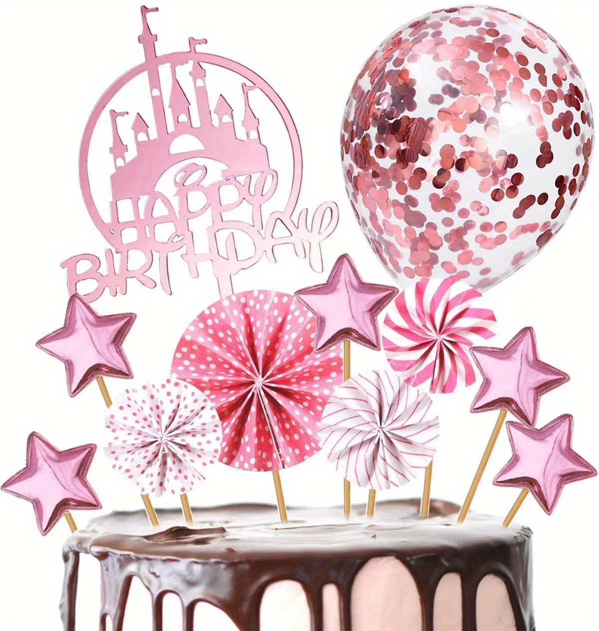 pink decoration set birthday cake insert baking - {region_name}