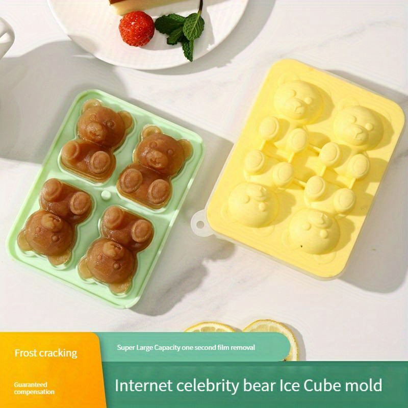 Cute Teddy Bear Ice Cube Tray Flexible Food Grade Silicone - Temu