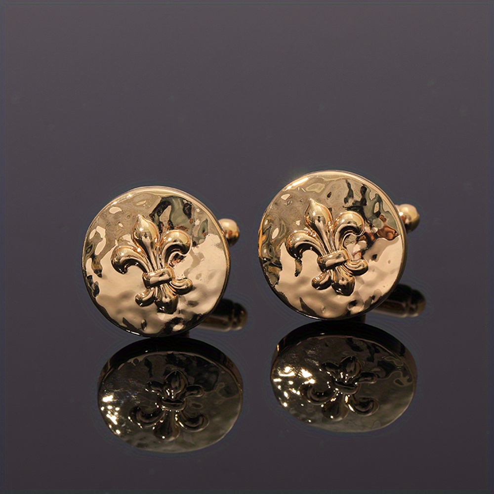 Retro Round Golden Suit Shirt Cufflinks Fashion Golden Cufflinks Sleeve ...