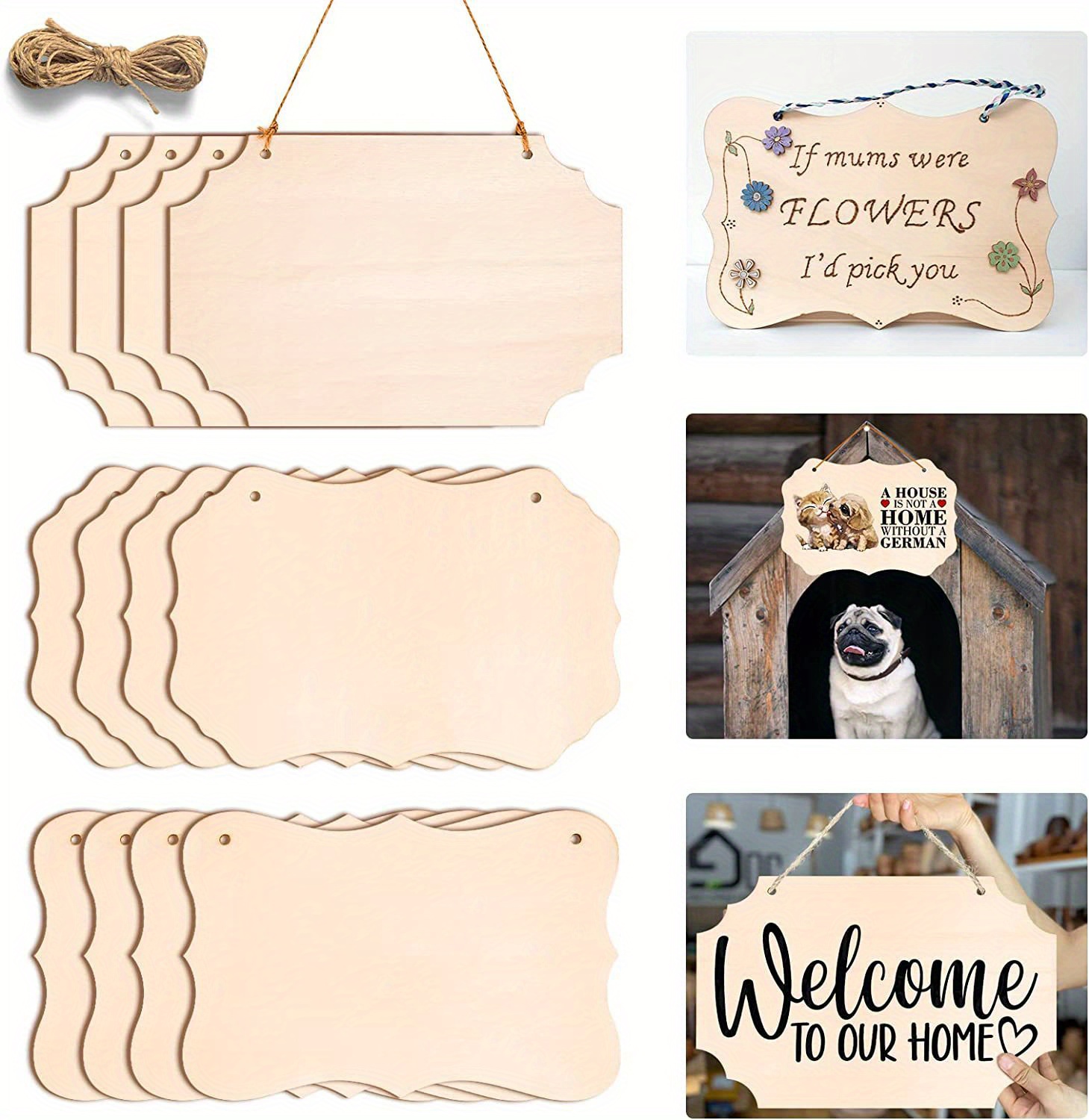 Wood Blank Hanging Sign Diy Wood Painting Decorative Plaque - Temu