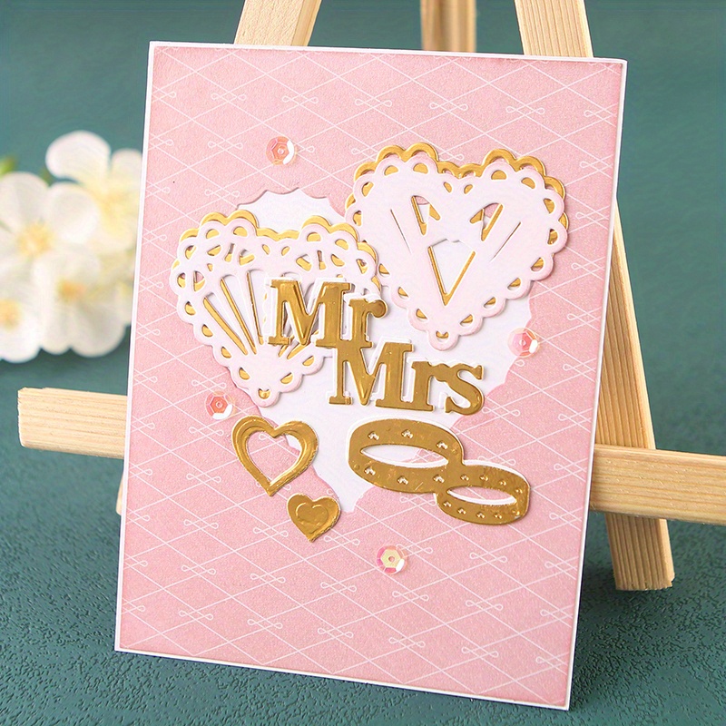 Troqueles Letras Mr Mrs Hacer Tarjetas Corazón Boda - Temu Mexico