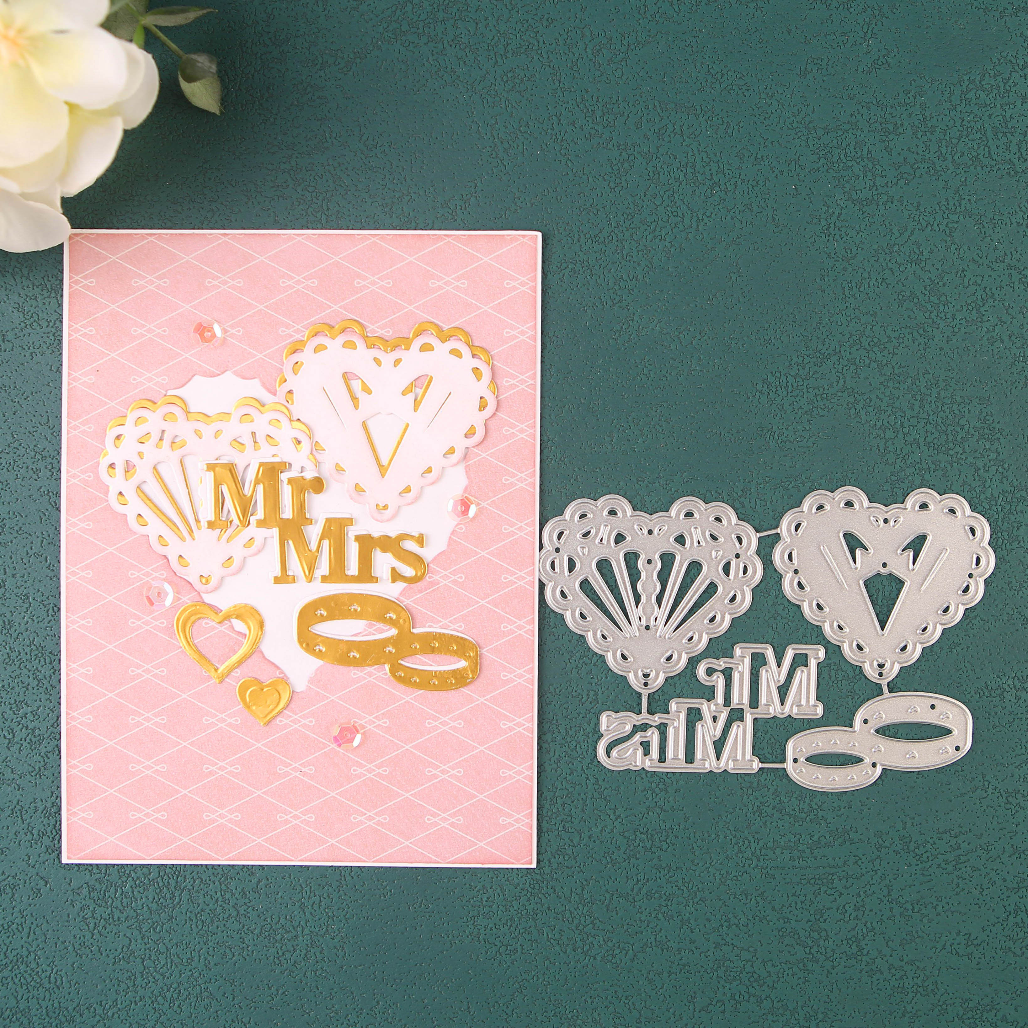 Troqueles Letras Mr Mrs Hacer Tarjetas Corazón Boda - Temu Mexico