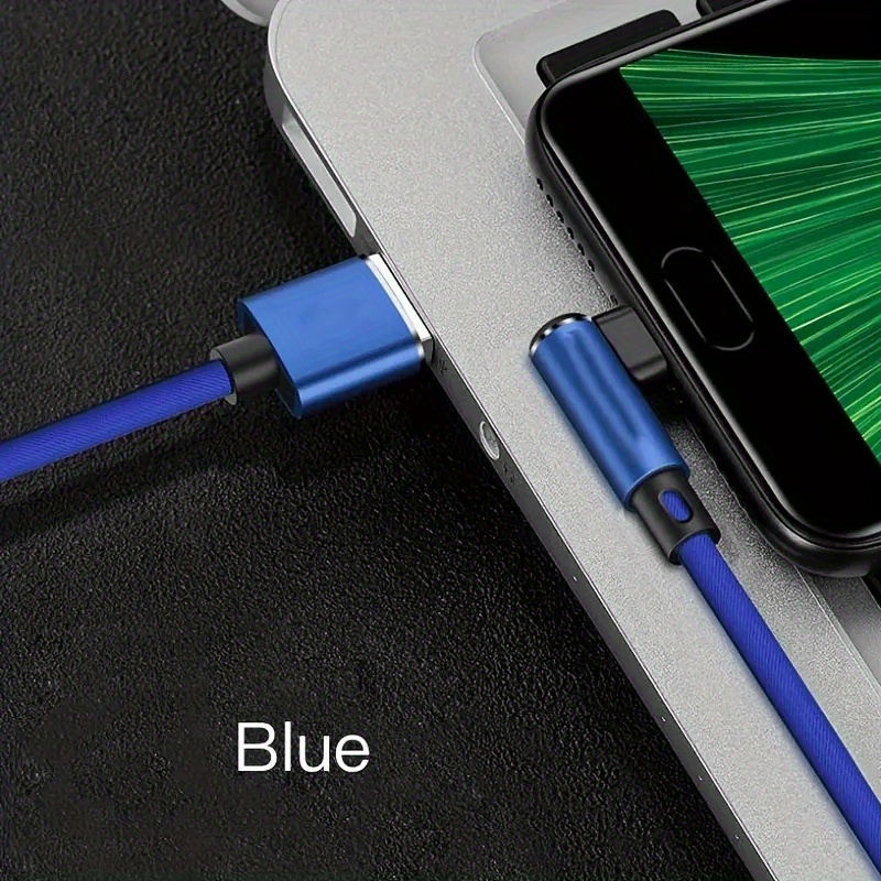 Braided Micro Usb Data Cable Charging 90 Degree Elbow - Temu