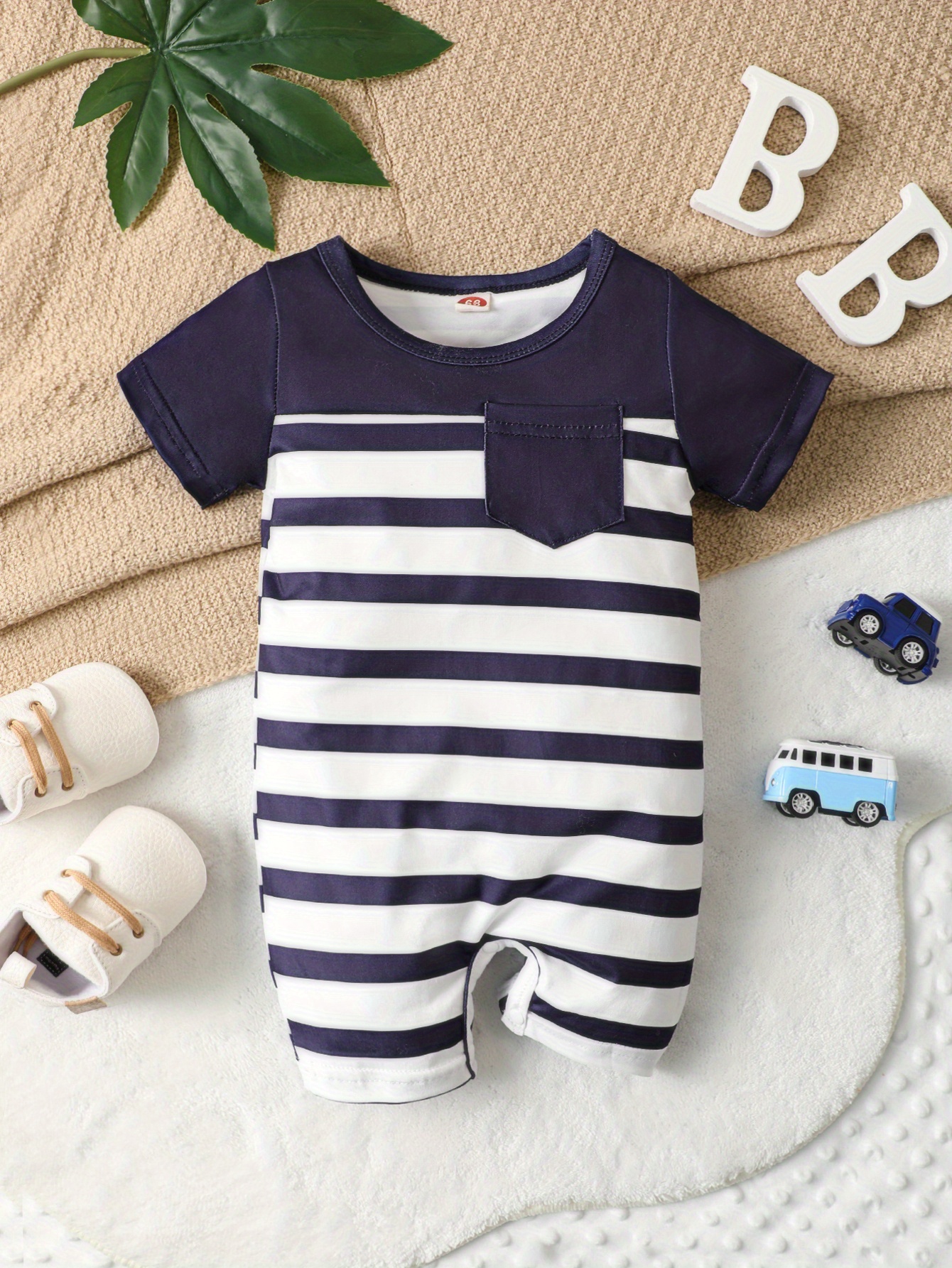 Baby Boys Striped Short Sleeves Romper Comfortable - Temu Norway