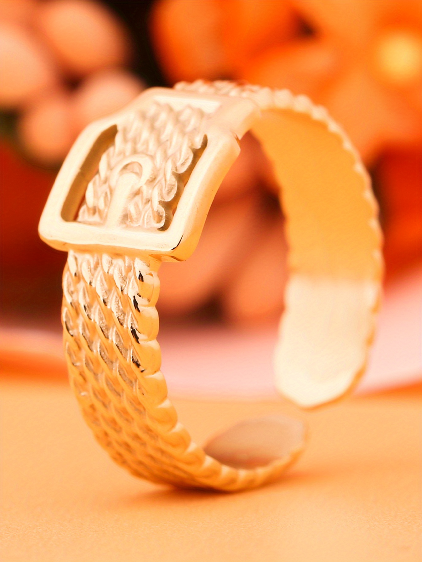 A Stainless Steel Braid Design Adjustable Cuff - Temu