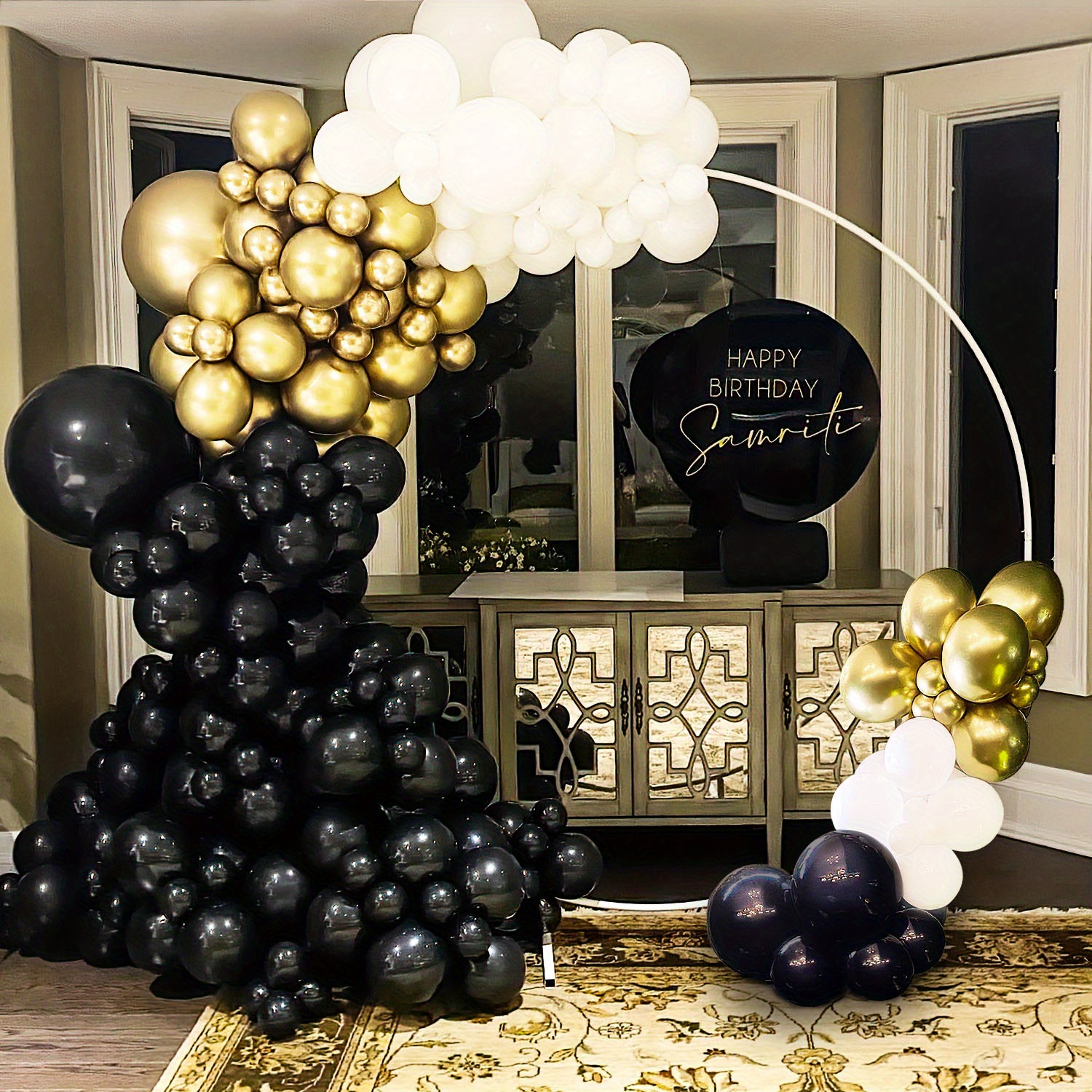Black Golden Balloons Garland Arch Kit Birthday Party - Temu