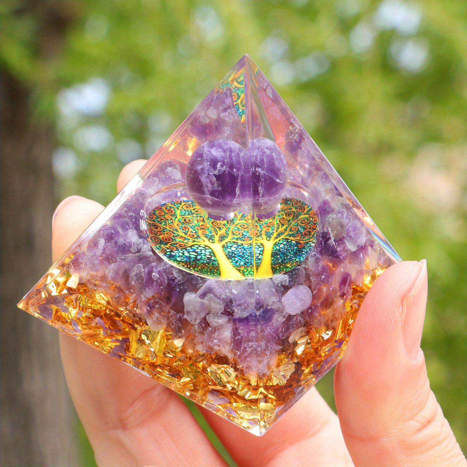Orgone Pyramid Amethyst Crystal Ball Create Positive Energy - Temu