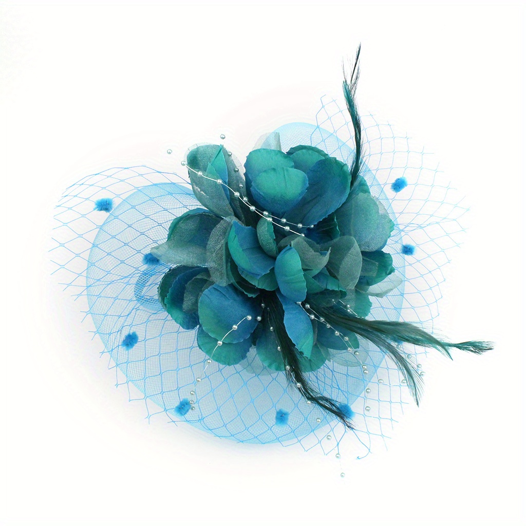 Green Mesh Flower Fascinator Hats Veil Pillbox Hat Elegant - Temu Denmark