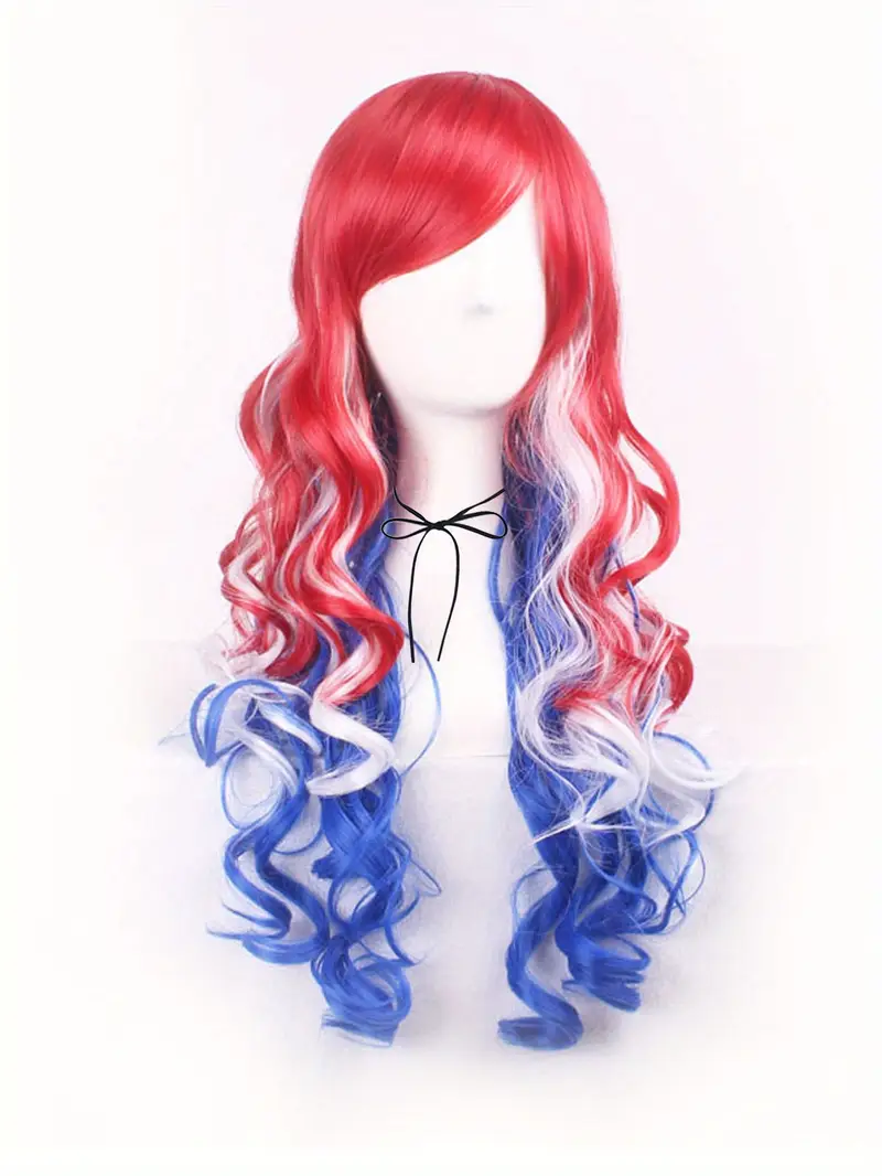 Anime Cos Wig Harajuku Style Red Gradient Long Curly Hair Temu Australia