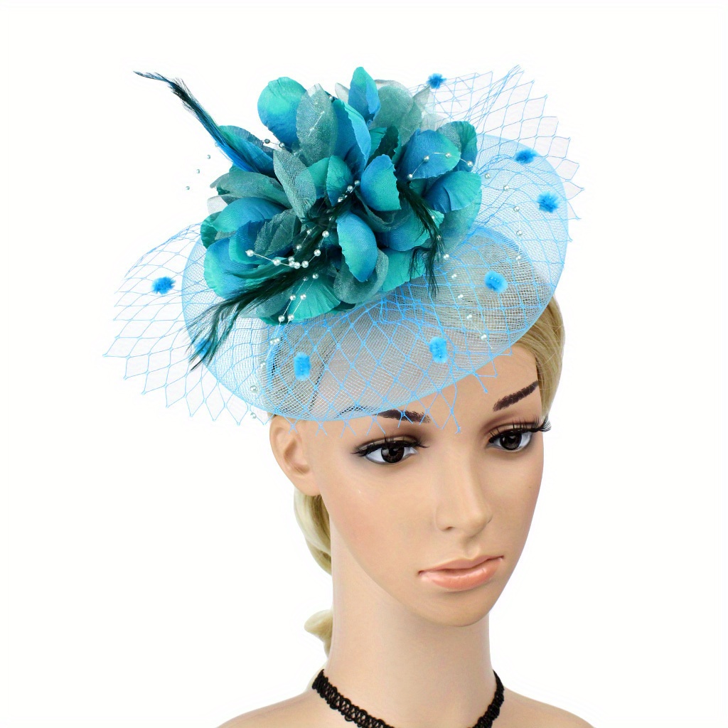 Green Mesh Flower Fascinator Hats Veil Pillbox Hat Elegant - Temu Denmark