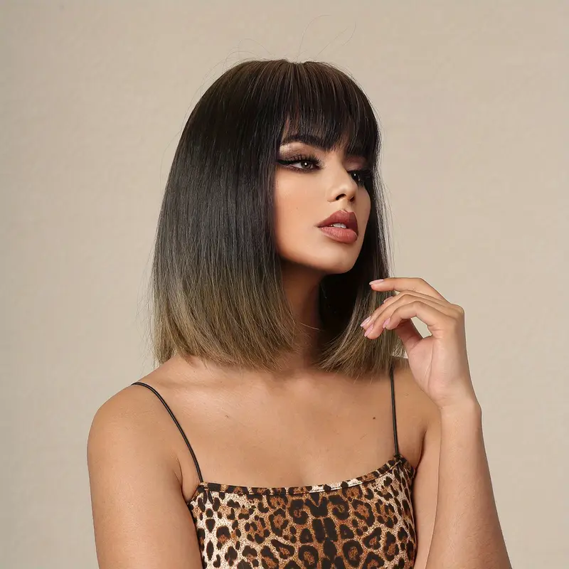 Long White Wigs Light Blue Roots Tail End Fashion Ombre Wigs Temu