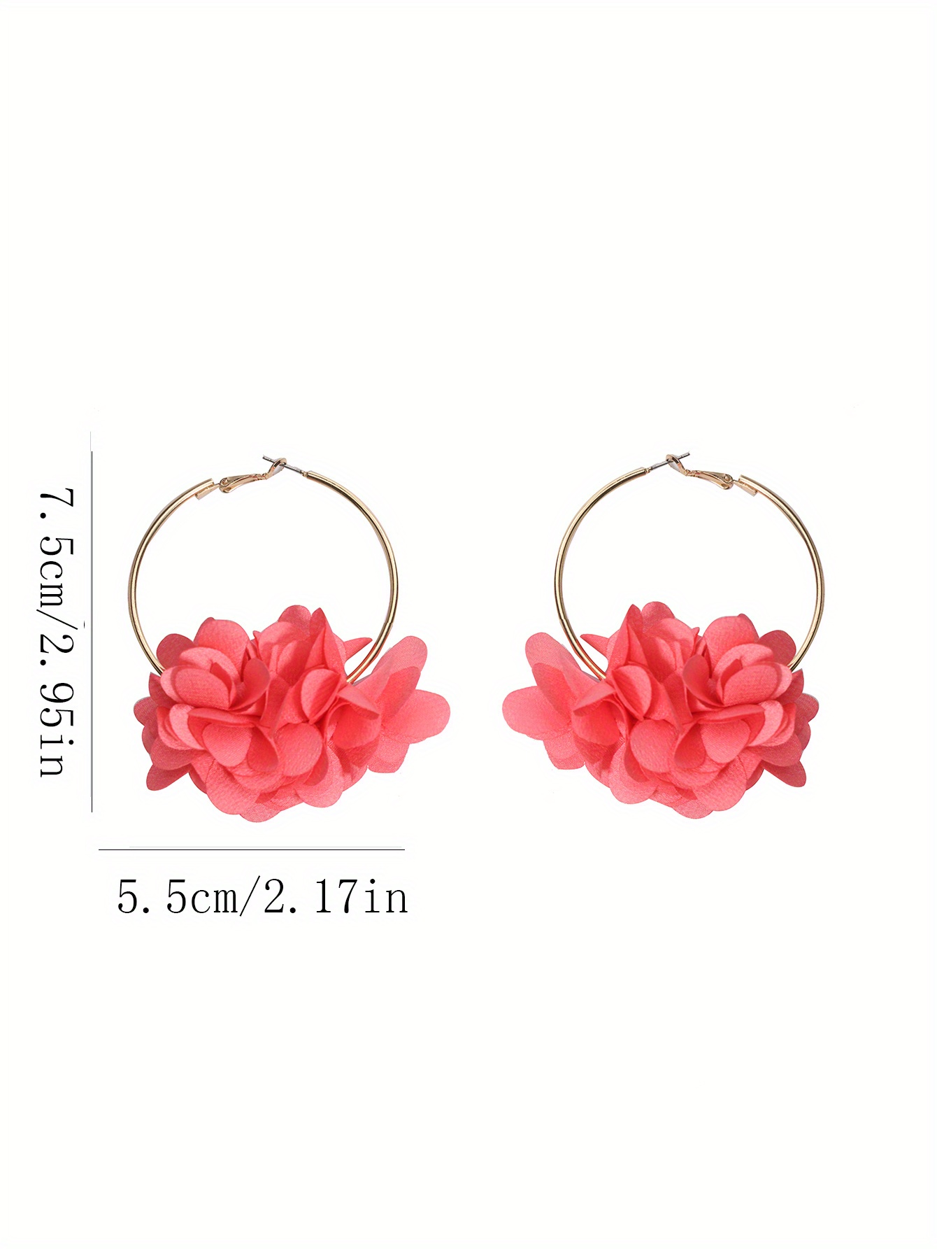 Elegant Exquisite Fabric Flower Decor Hoop Earrings Bohemian - Temu ...