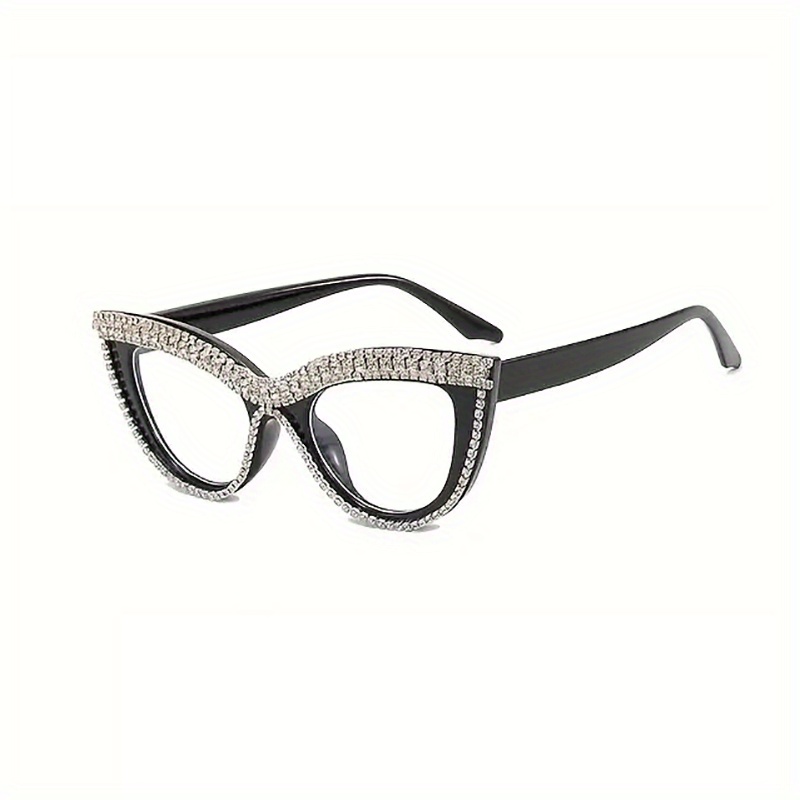 Rhinestone Cat Eye Clear Lens Glasses Large Party Favors Decorative ...