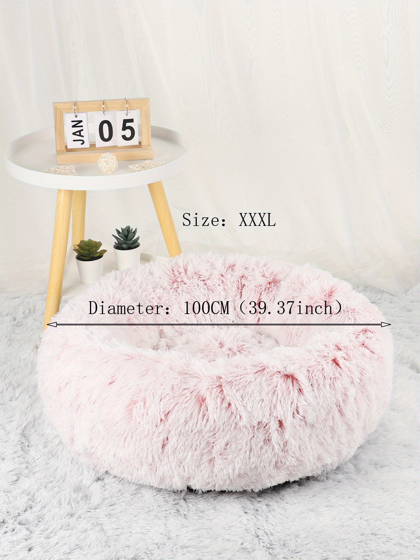 Gradient Pink Plush Nest Dog Bed Comfortable Dog - Temu Canada