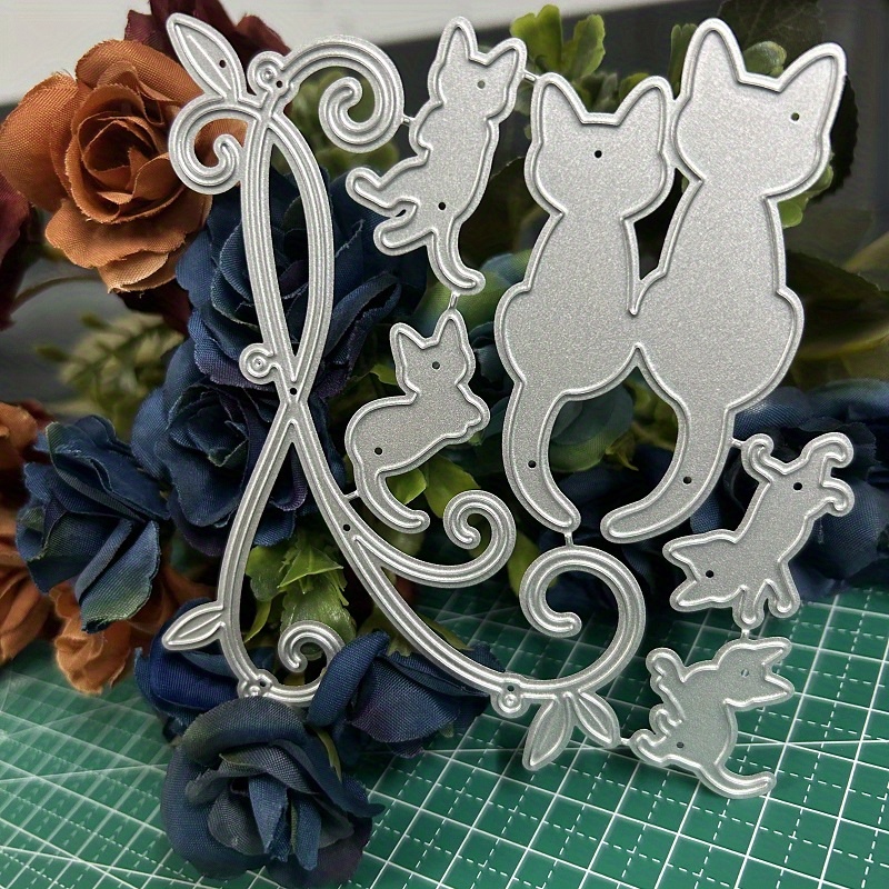 Cat Pattern Metal Die Card Making Cutting Dies Diy - Temu