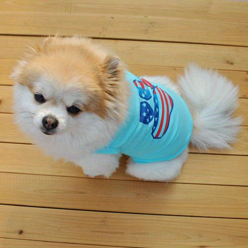 1pc pet cute paw graphic print top clothes for dogs and cats for summer ...