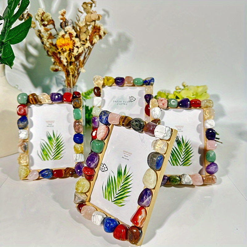 Photo Frame Natural Crystal Tumble Stone Frame Table Hanging - Temu ...
