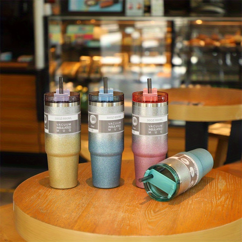 Car Mug With Straw, Large Capacity Stainless Steel Heat Preservation ...