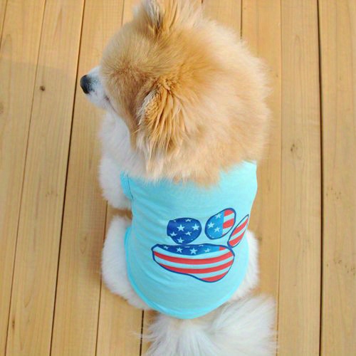 1pc pet cute paw graphic print top clothes for dogs and cats for summer ...