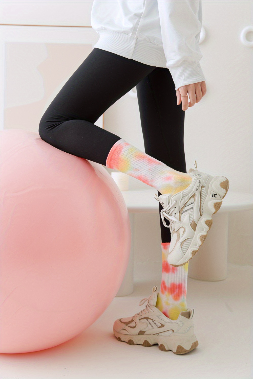tie dye yoga socks non slip sports calf socks - {region_name}