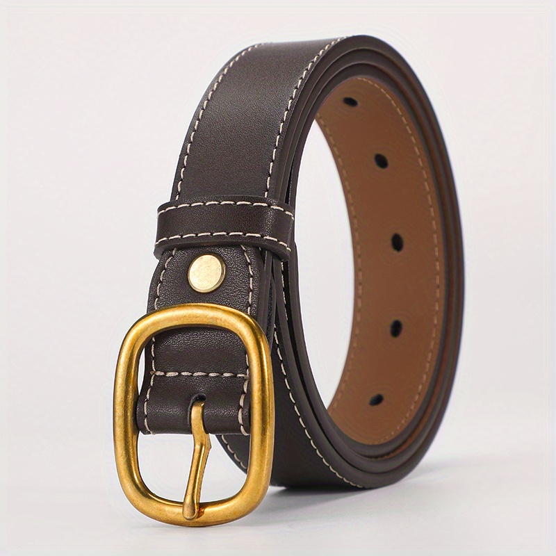 Men's Calfskin Leather Rotating Buckle Belt Pin Buckle Belts Waist ...