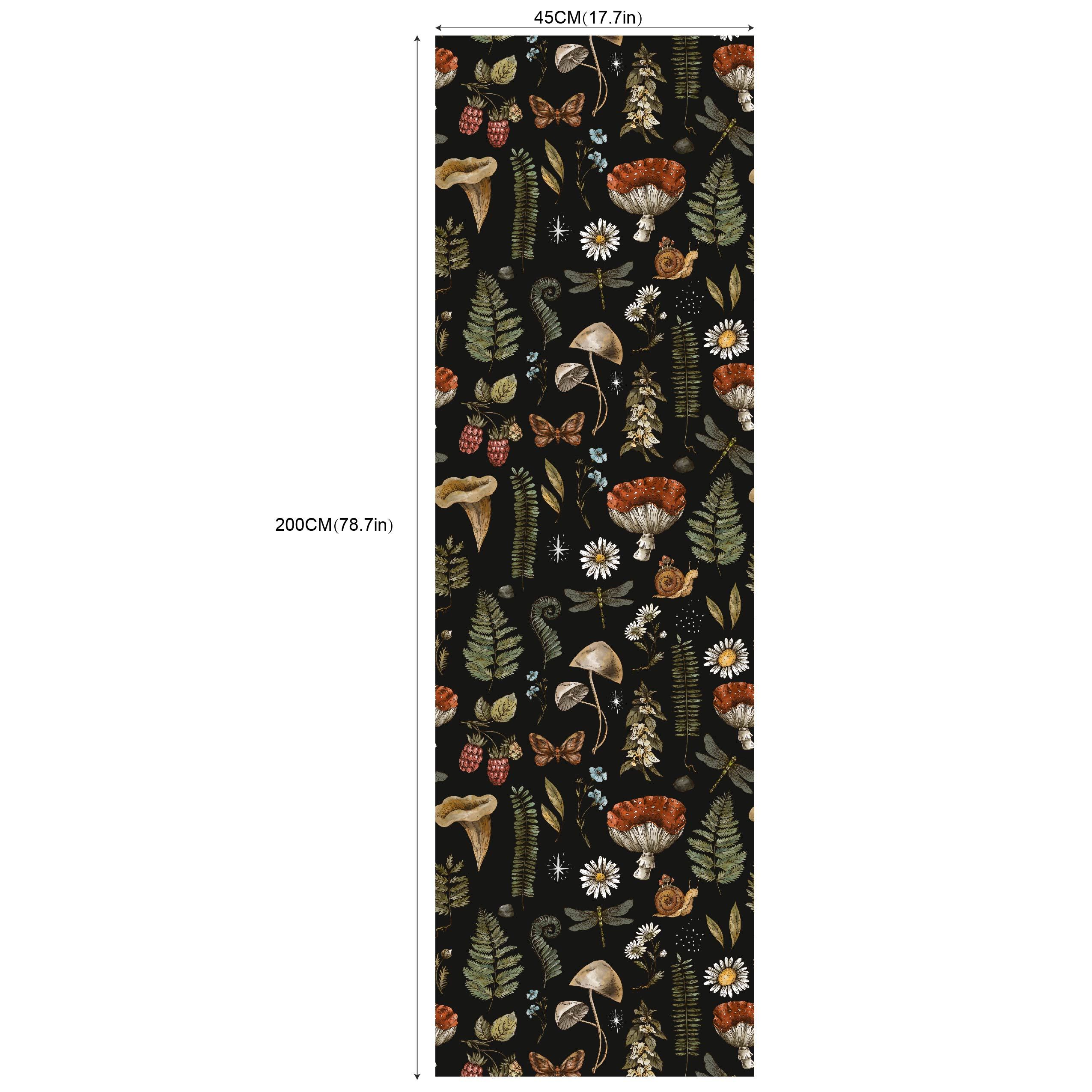 Peel Stick Dark Flower Mural Forest Floral Mushroom Pattern - Temu