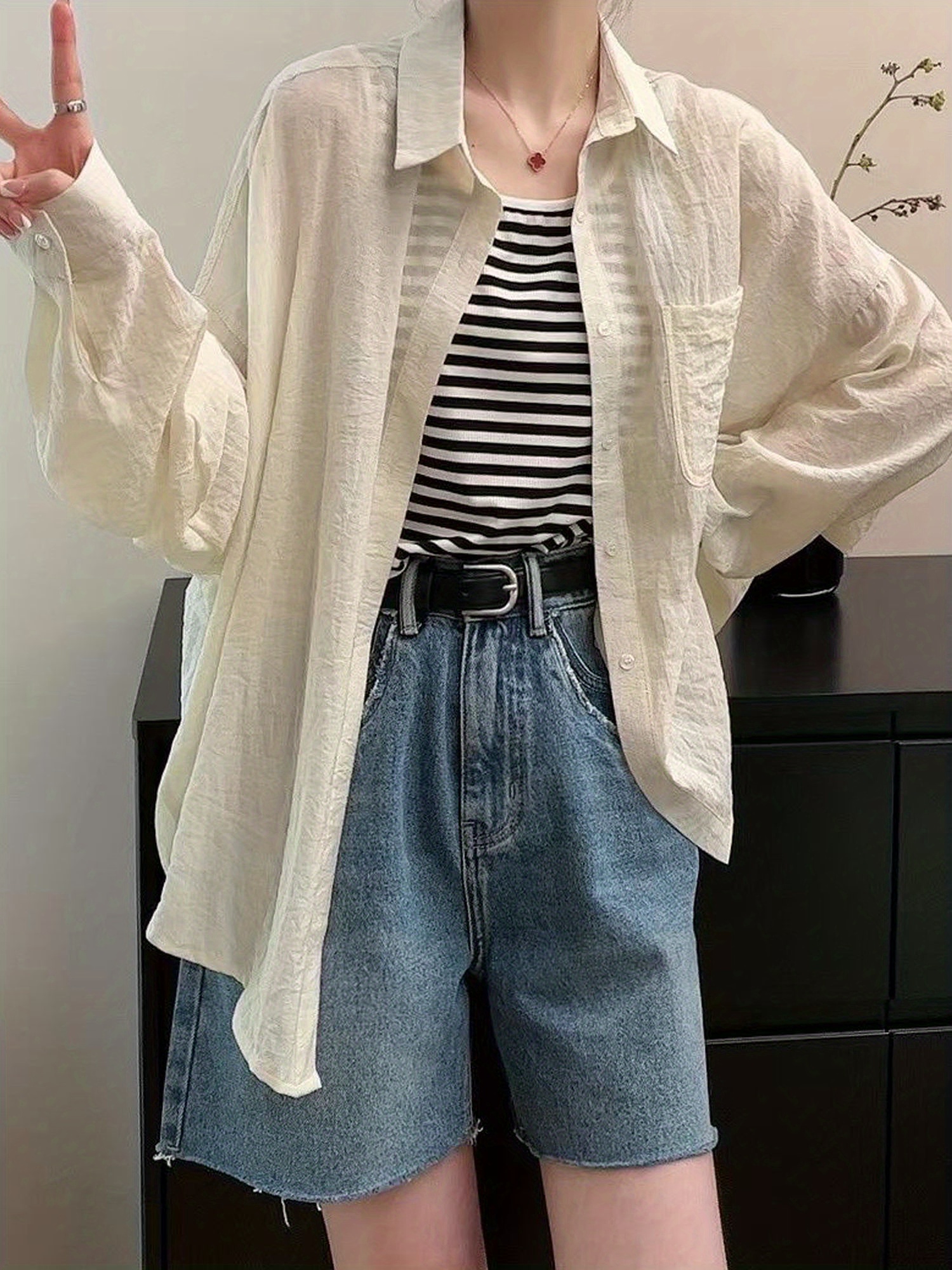 drop shoulder button front shirt casual long sleeve shirt - Temu Portugal