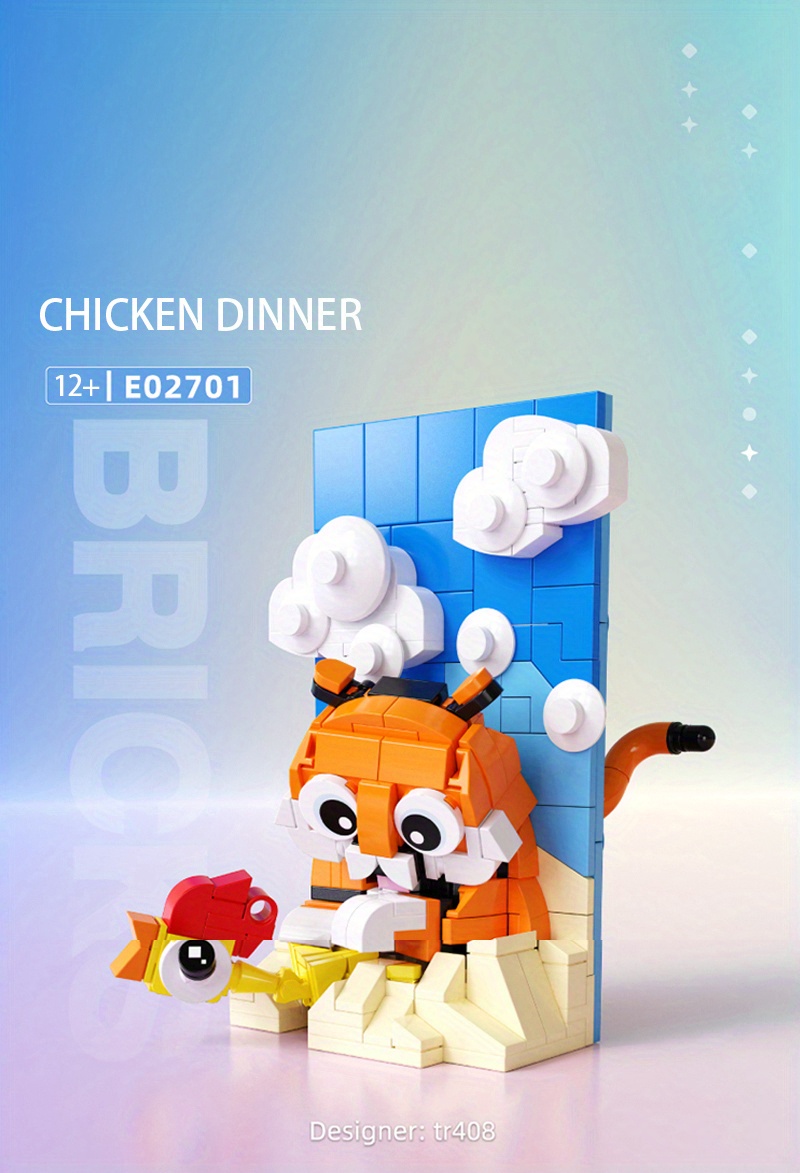 Cute Tiger Eating Chicken Educational Creative Splicing - Temu Australia