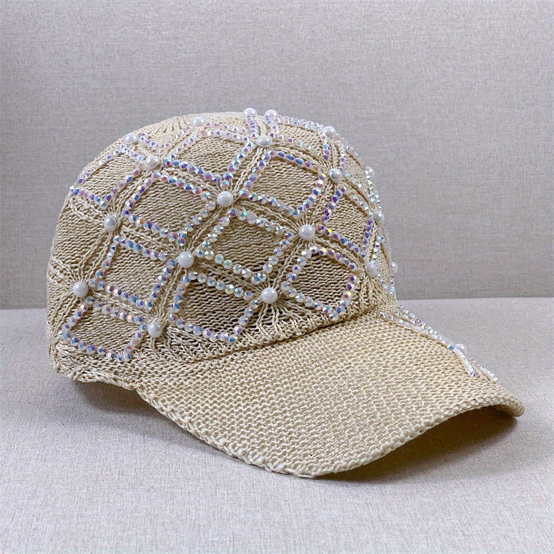 Beige Knitted Breathable Baseball Cap Pearl - Temu Canada