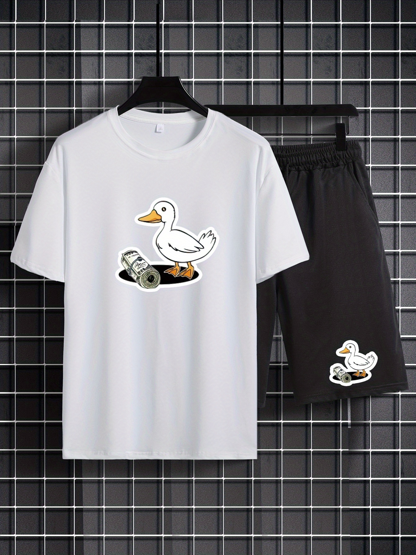 Men's Casual Duck Graphic Short Sleeve T Shirt Track Shorts - Temu ...