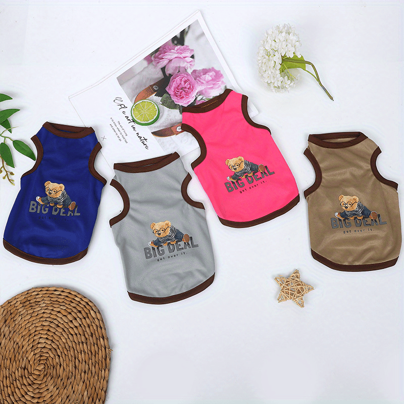 1pc cute cartoon bear graphic pet vest for small dog summer clothes ...