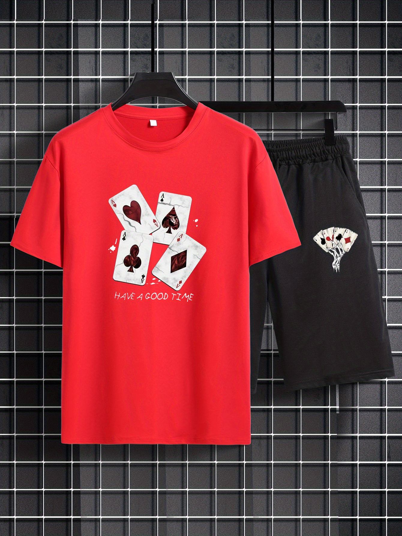 men's casual poker cards graphic short sleeve t shirt track - Temu Canada