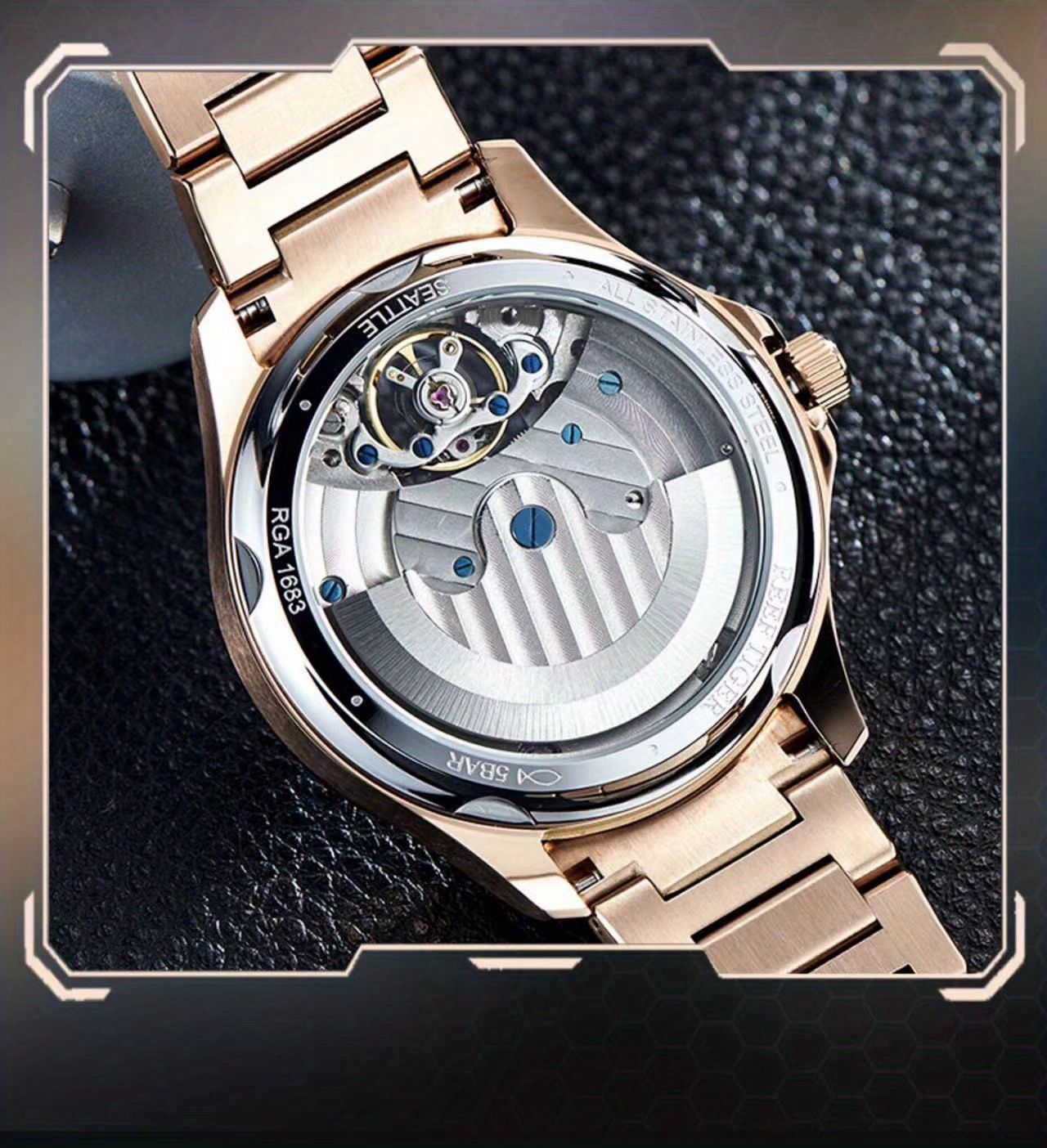 1pc Reef Tiger Mens Watch Hobo Earth Tourbillon Star Meteorite Face ...