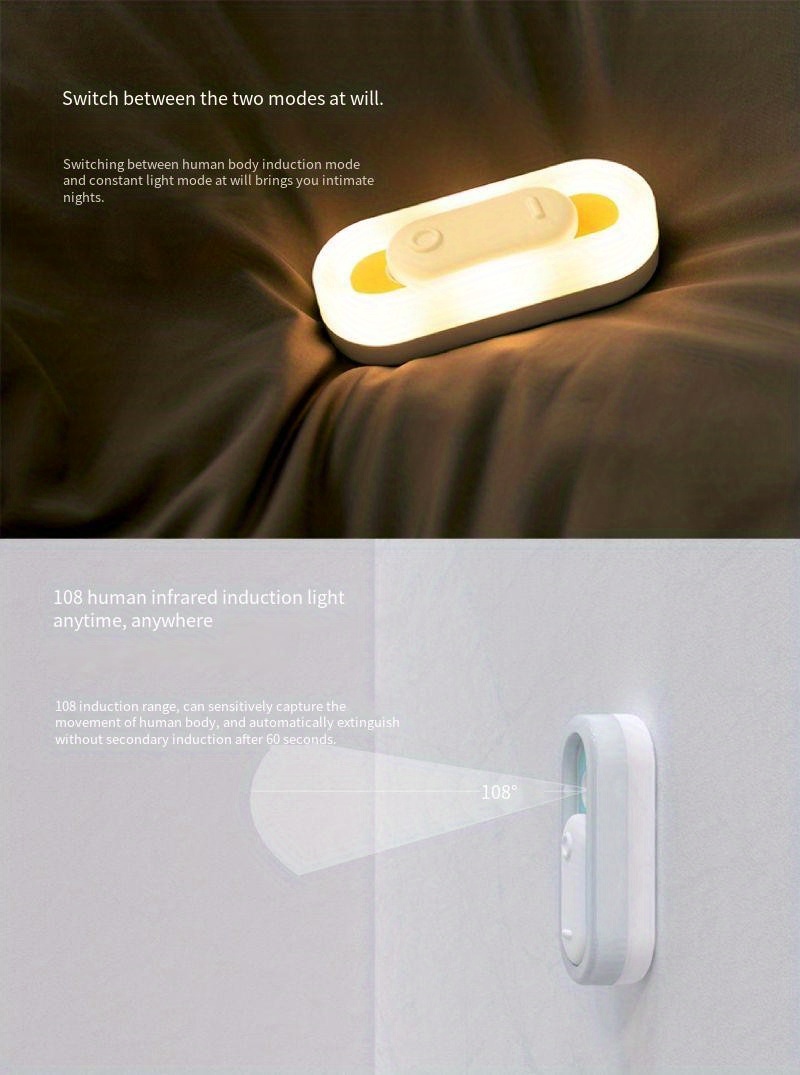 Body Sensing Night Light Usb Charging Led Household - Temu New Zealand
