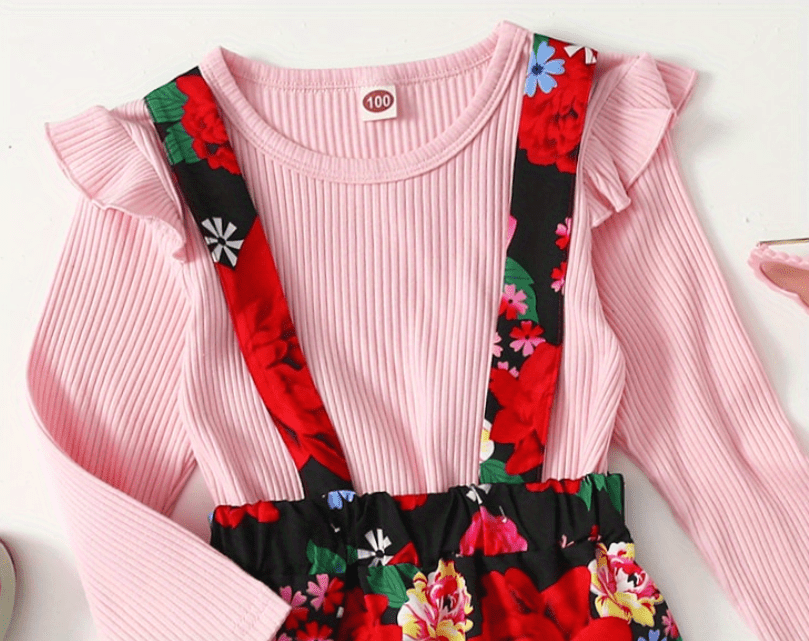 Toddler Girls Ribbed Ruffle Trim Long Sleeve T shirt Top - Temu Australia