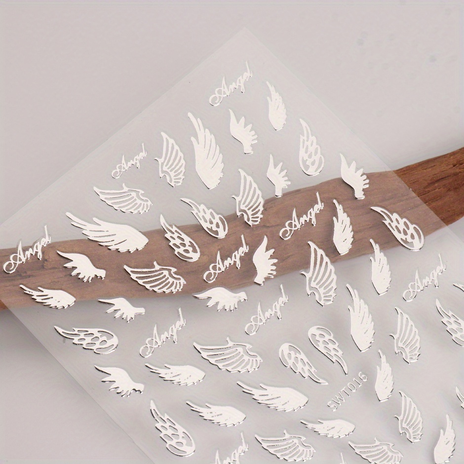 아크릴 및 젤 네일용 만화 네일 아트 스티커 및 데칼 3장 자체 접착형 글리터 마무리 일회용 플라스틱 직사각 Temu