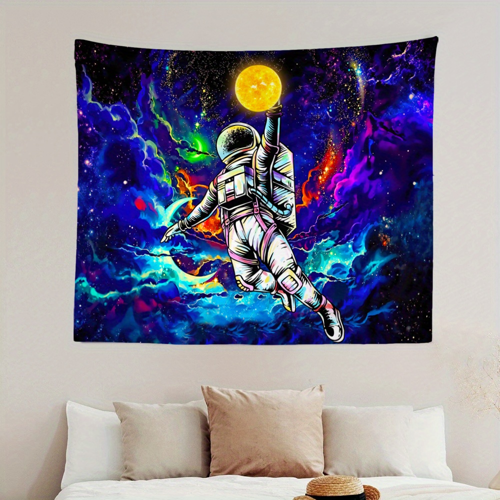 Blacklight Astronaut Space Tapestry Uv Reactive Galaxy - Temu