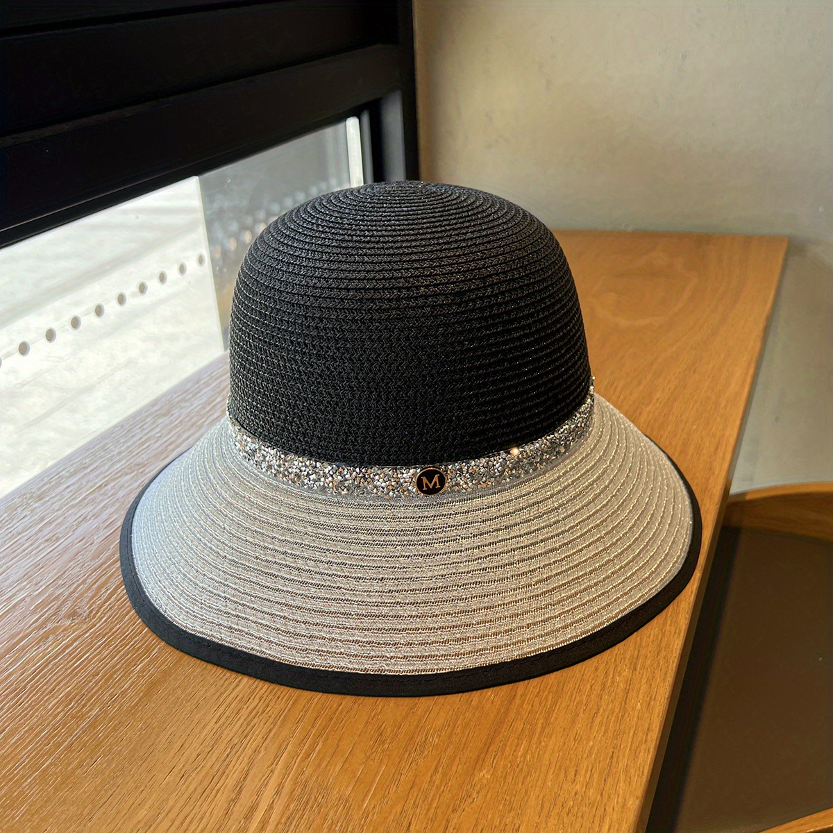 Two Straw Hat Metal "m" Letter Decor - Temu Australia