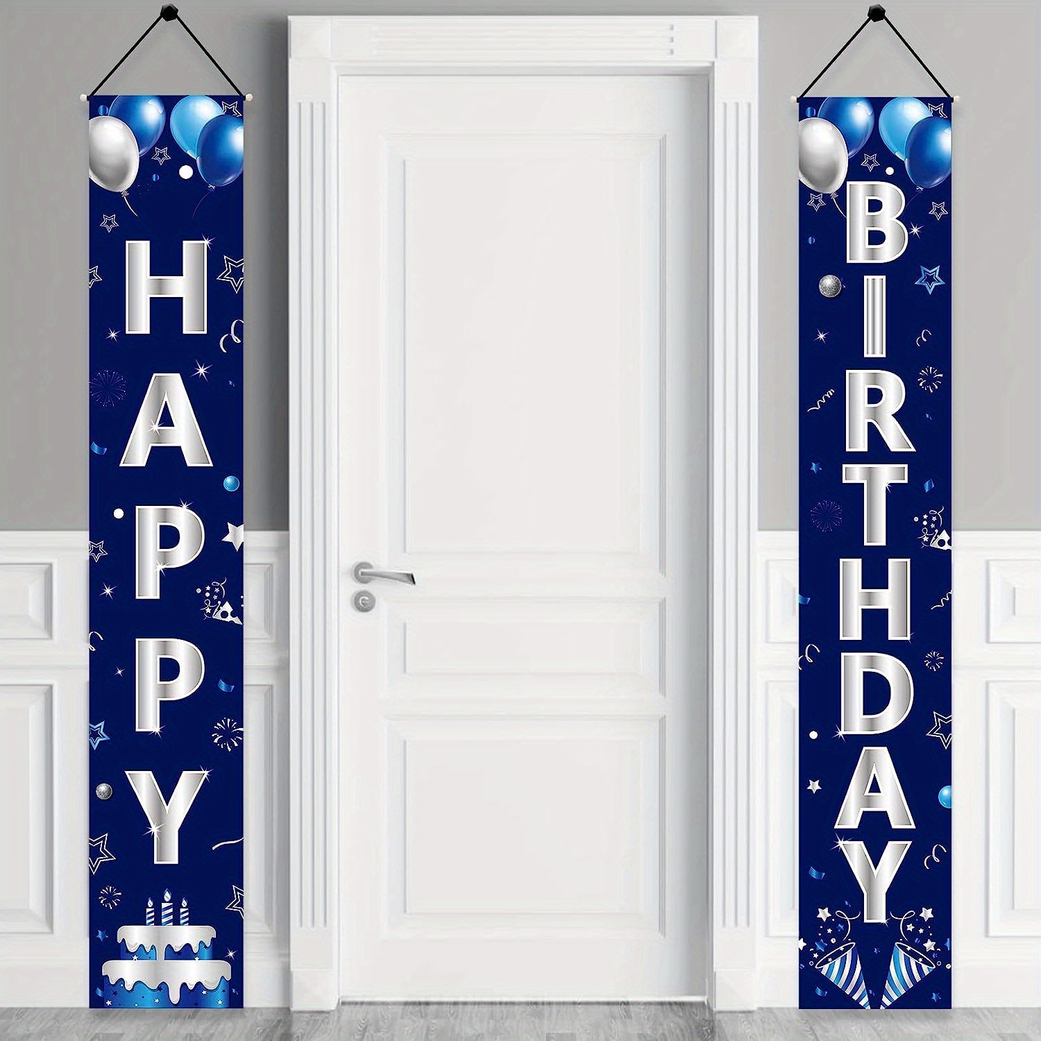 Happy Birthday Decorations Banner Blue Happy Birthday Porch - Temu ...