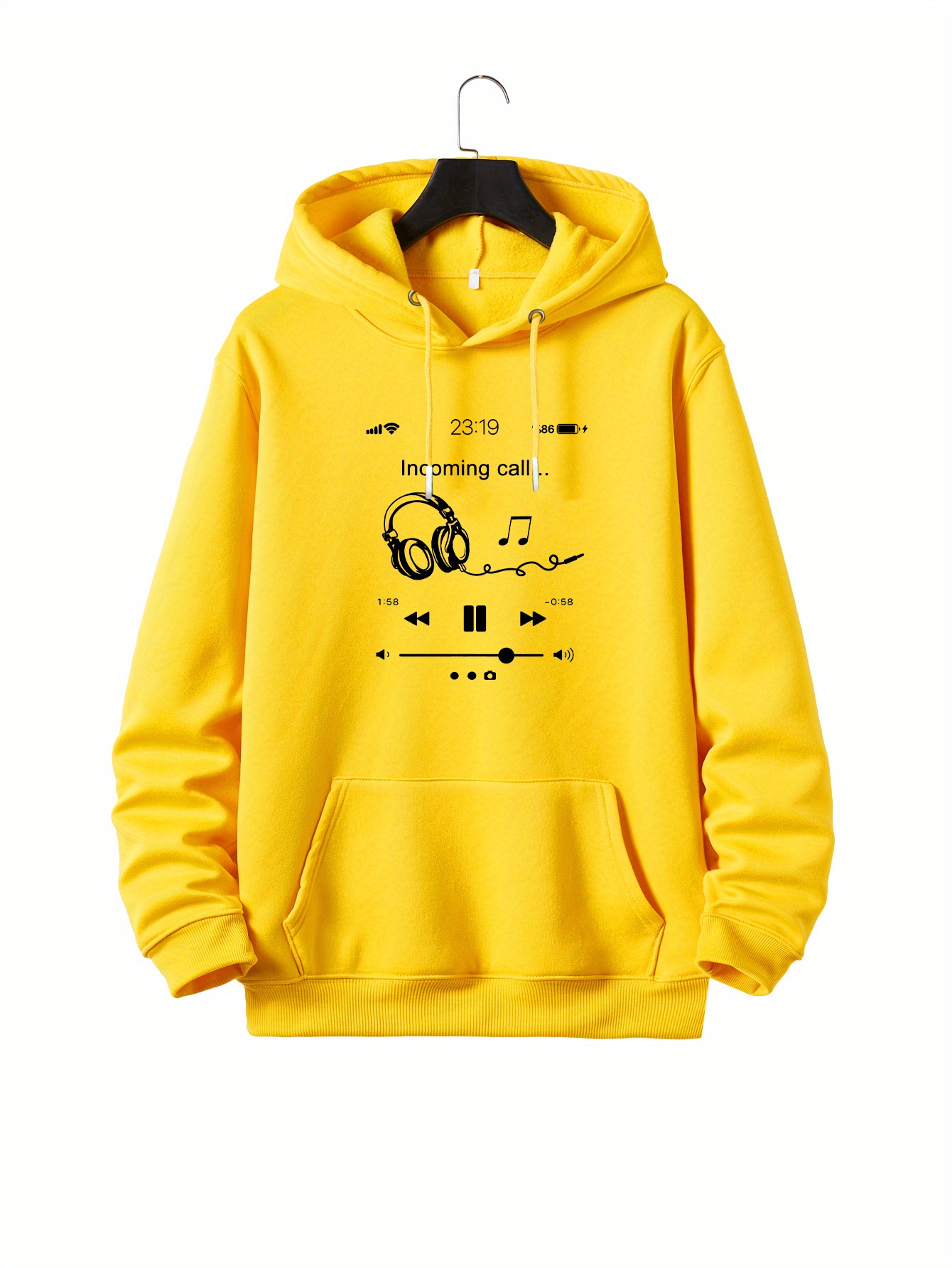 plus size casual sweatshirt men's plus "music player" print - {region_name}