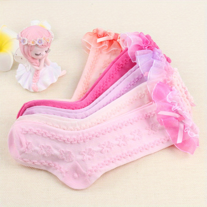 Girls Kids Cute Princess Bow Knee High Socks Kids - Temu Australia