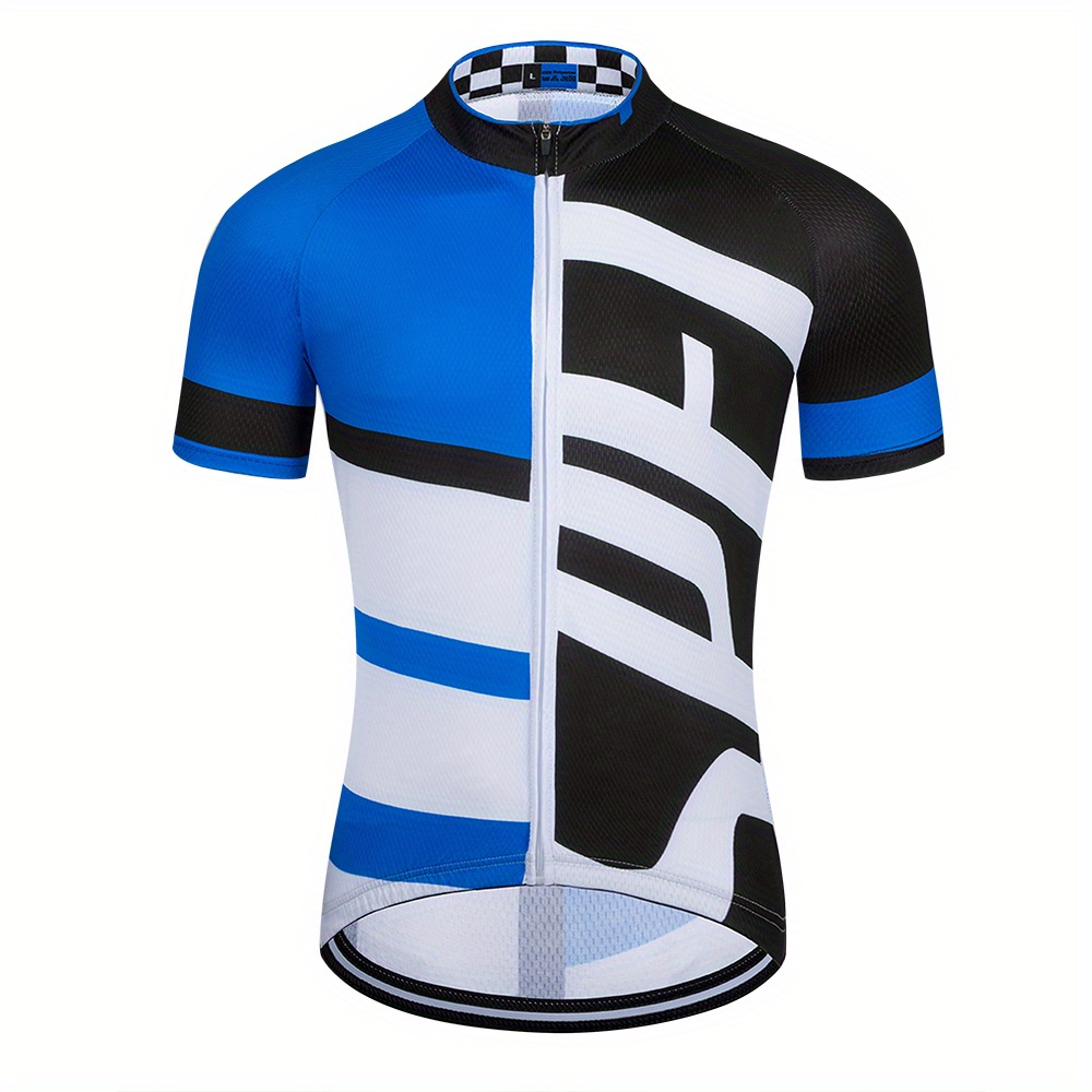 Mens Color Block Cycling Jersey With Rear Pocket Quick Dry - Temu Australia