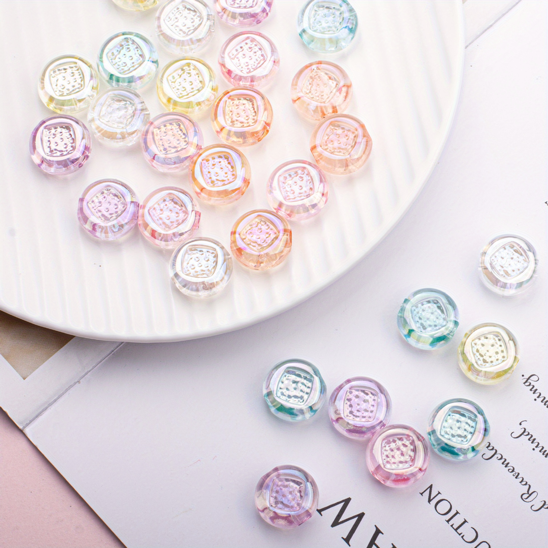 Fashion Through Color Buttons Bead Chain Beaded Car Diy Mobile Phone ...