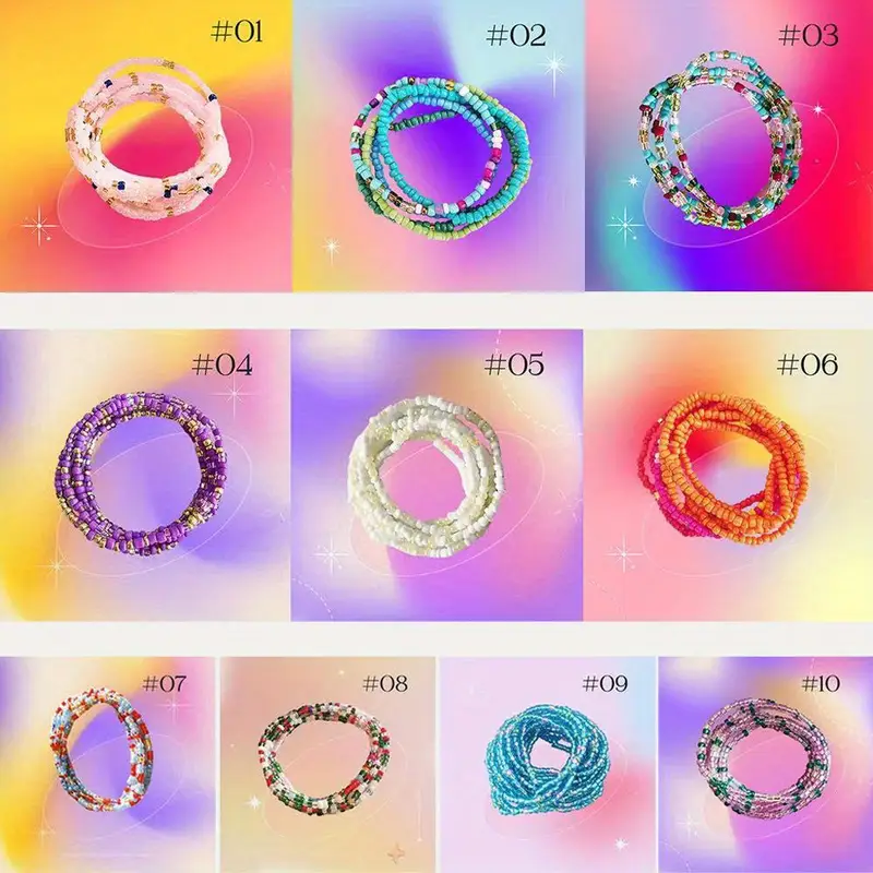 Boho Beads Waist Chain Y2k Colorful Elastic Waistband Temu United Kingdom
