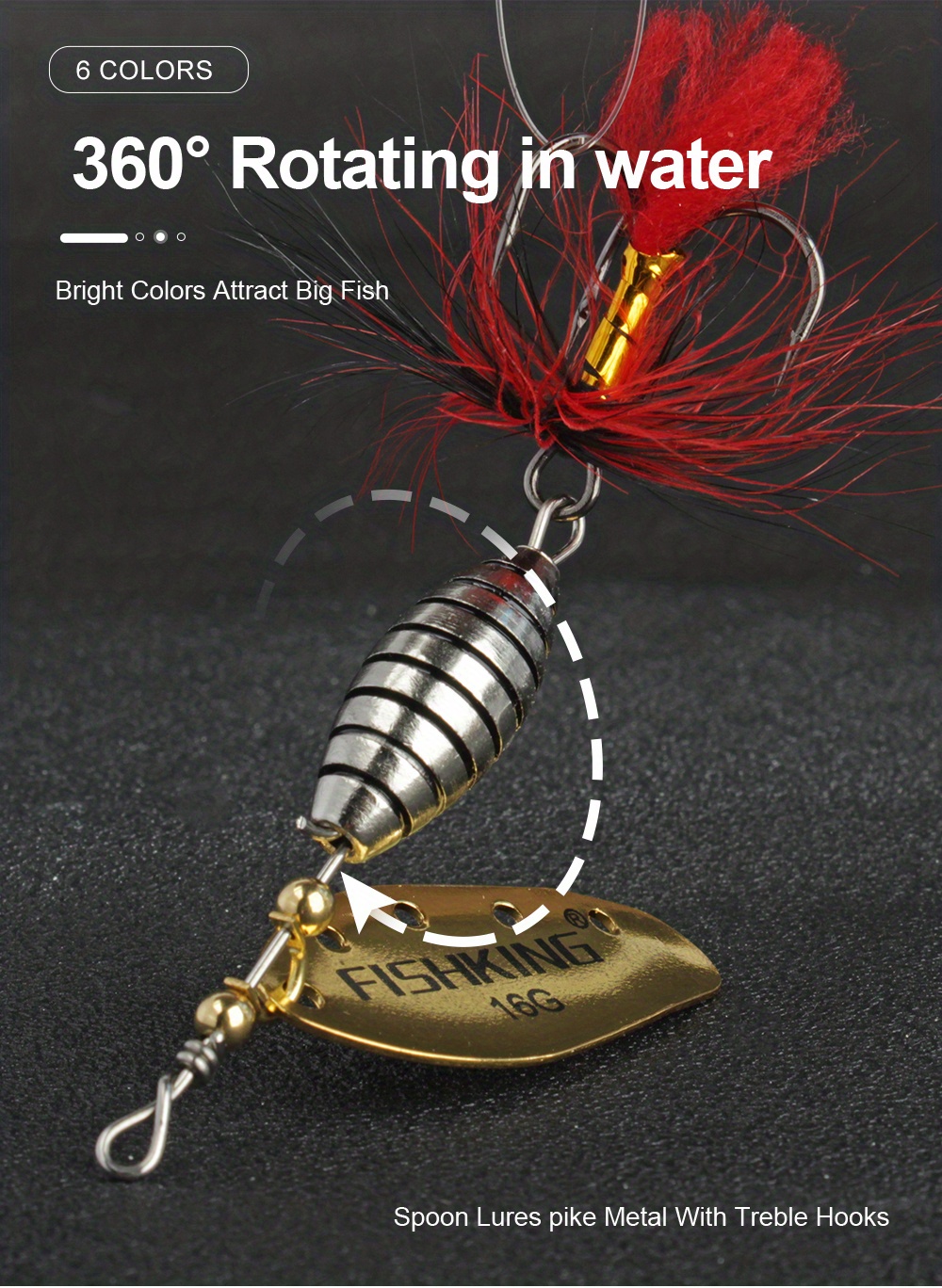 Fishking Pinner Lure Spinnerbait Feather Treble Hook Metal - Temu Australia