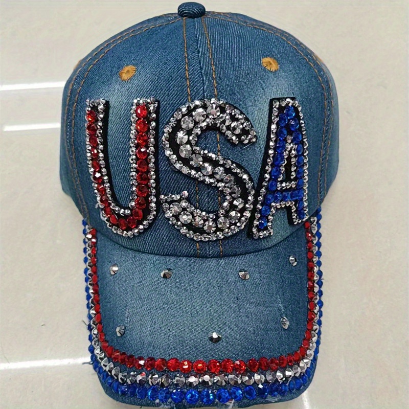 american patch baseball cap embroidery decor washed blue dad hats ...