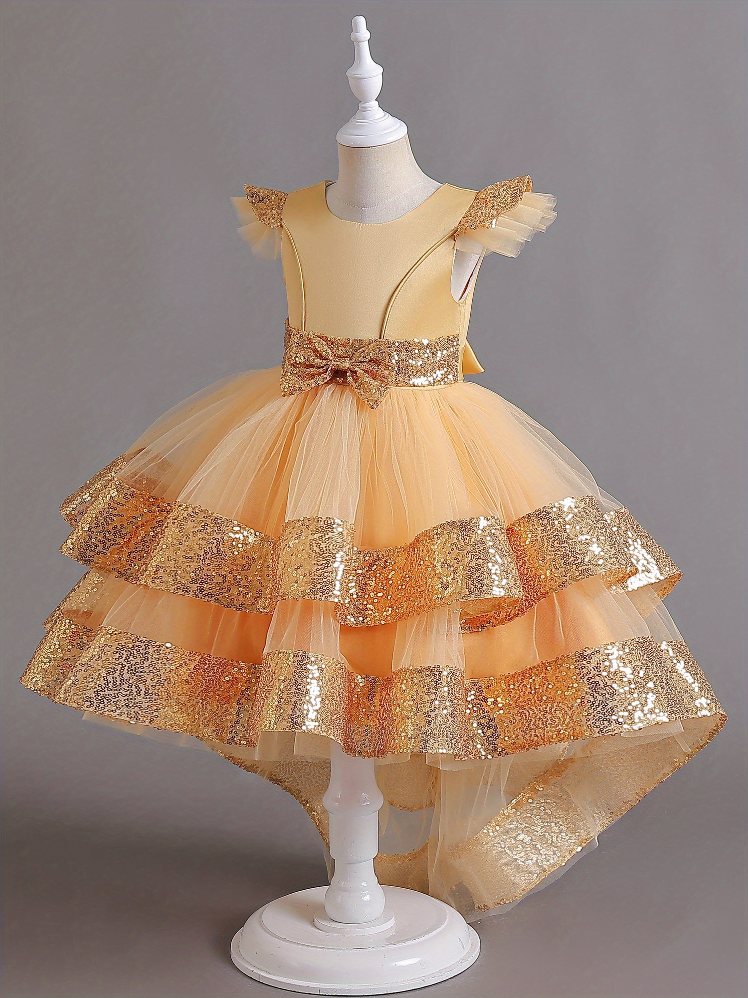 Tulle Dress Flying Sleeves Girls Summer Trendy Puff Princess - Temu ...